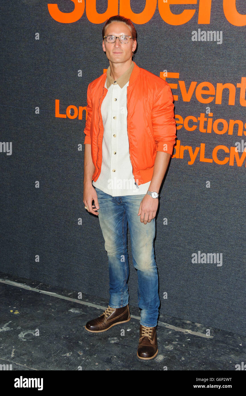 Oliver Proudlock arriving at the Superdry catwalk show, at the Old ...