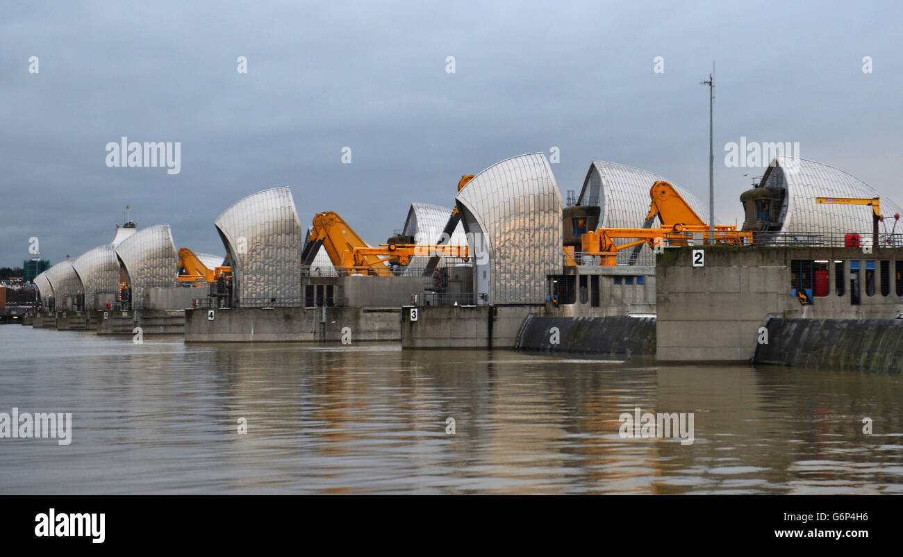 The Thames Barrier in east London which has been closed against the ...