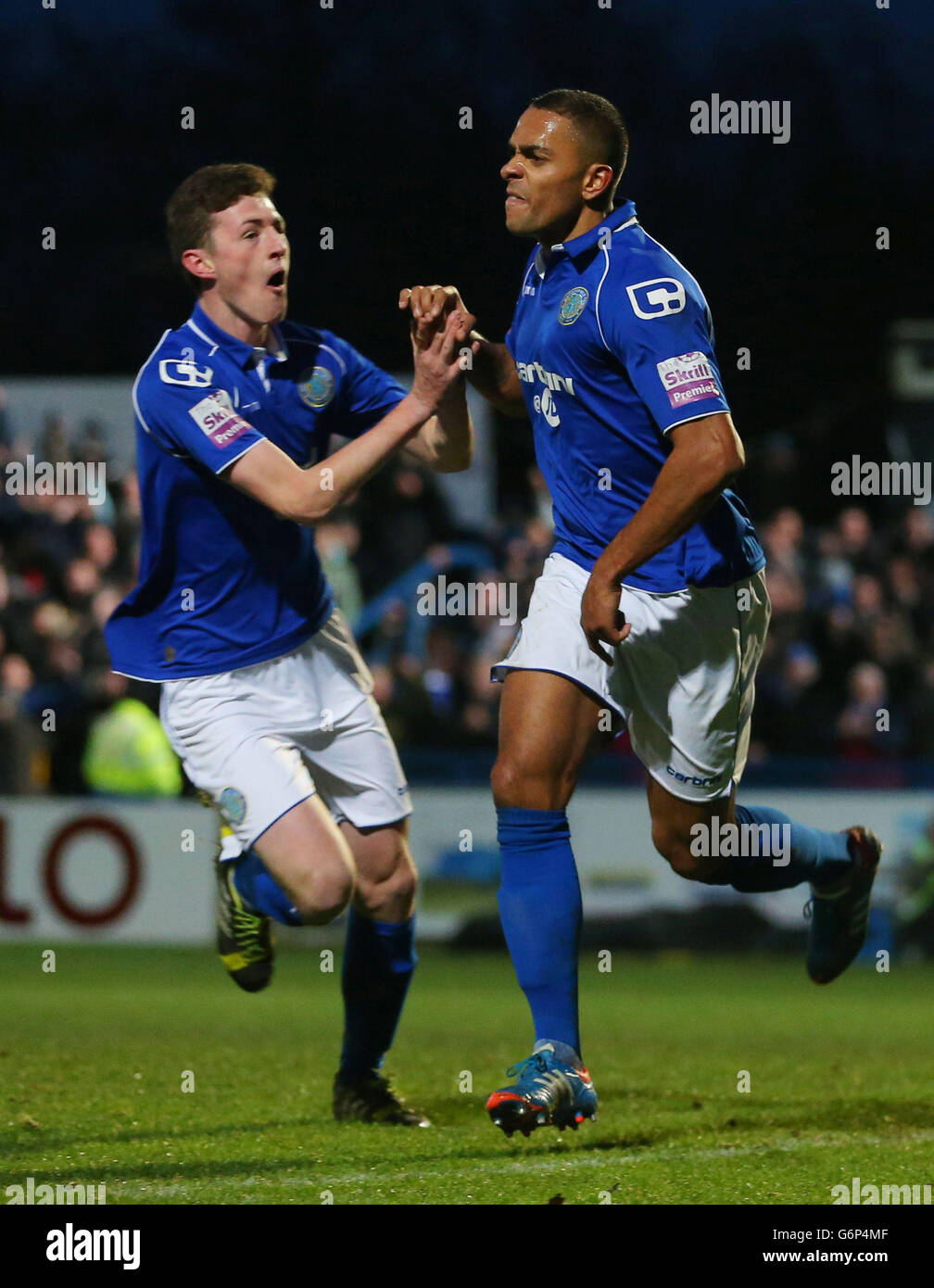 Macclesfield Town's Steve Williams (right) celebrates scoring against ...