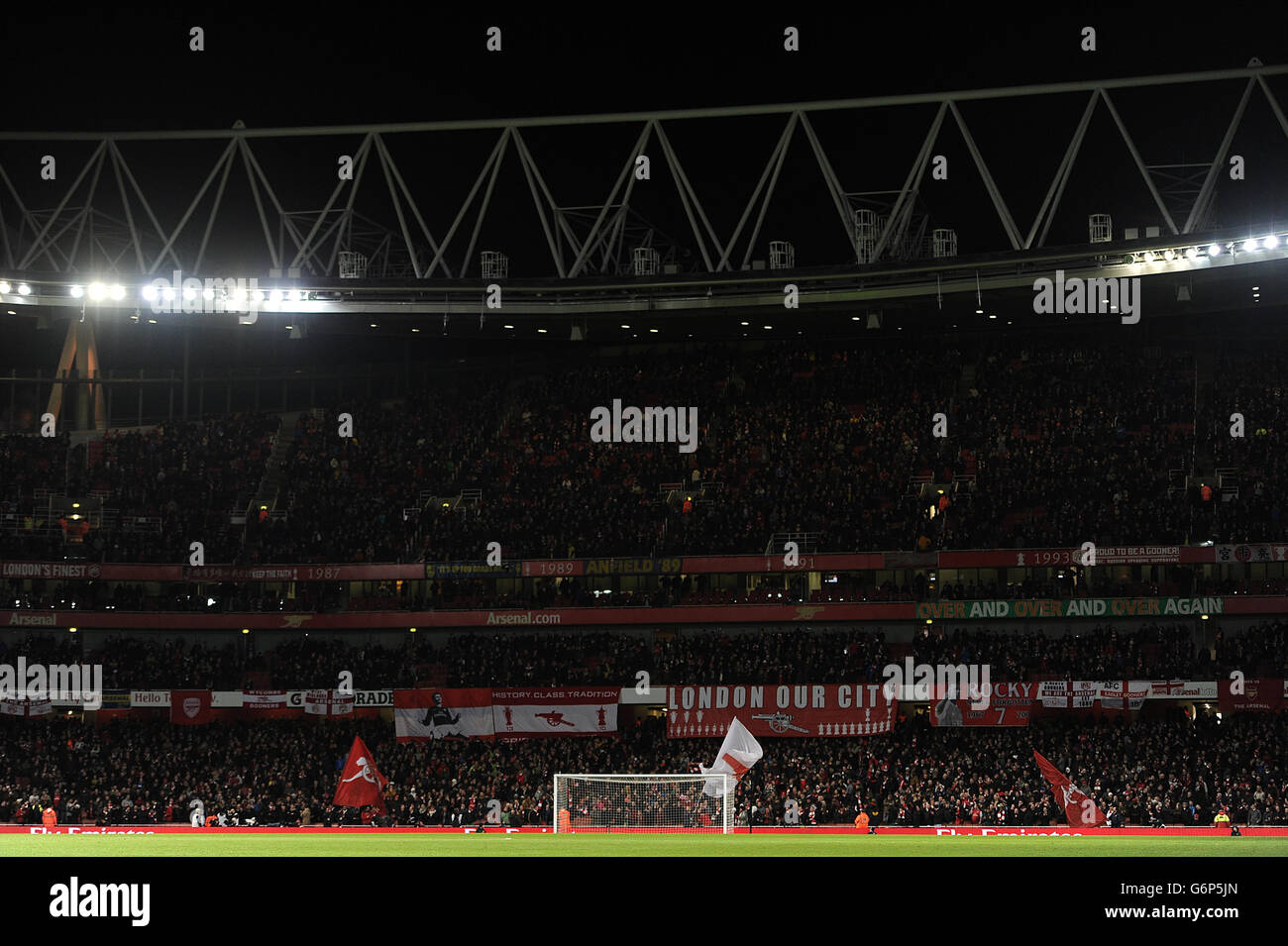 General view of banners in the at the emirates stadium hi-res stock ...