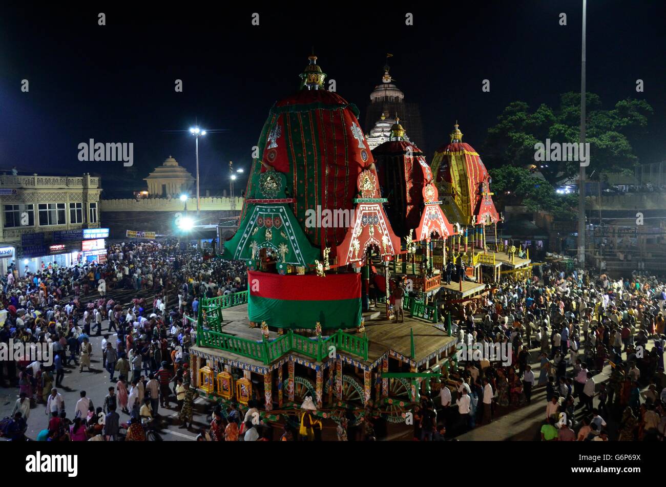 Rathyatra or Chariot festival, with Jagannatha Temple at background ...