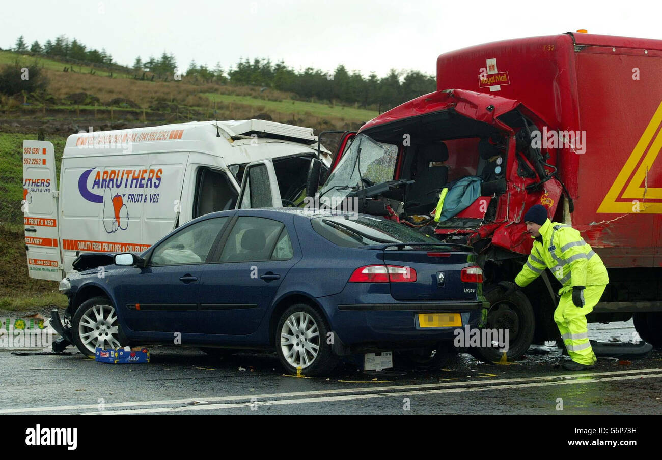 The scene of a fatal traffic accident on the A77 between Glasgow and ...