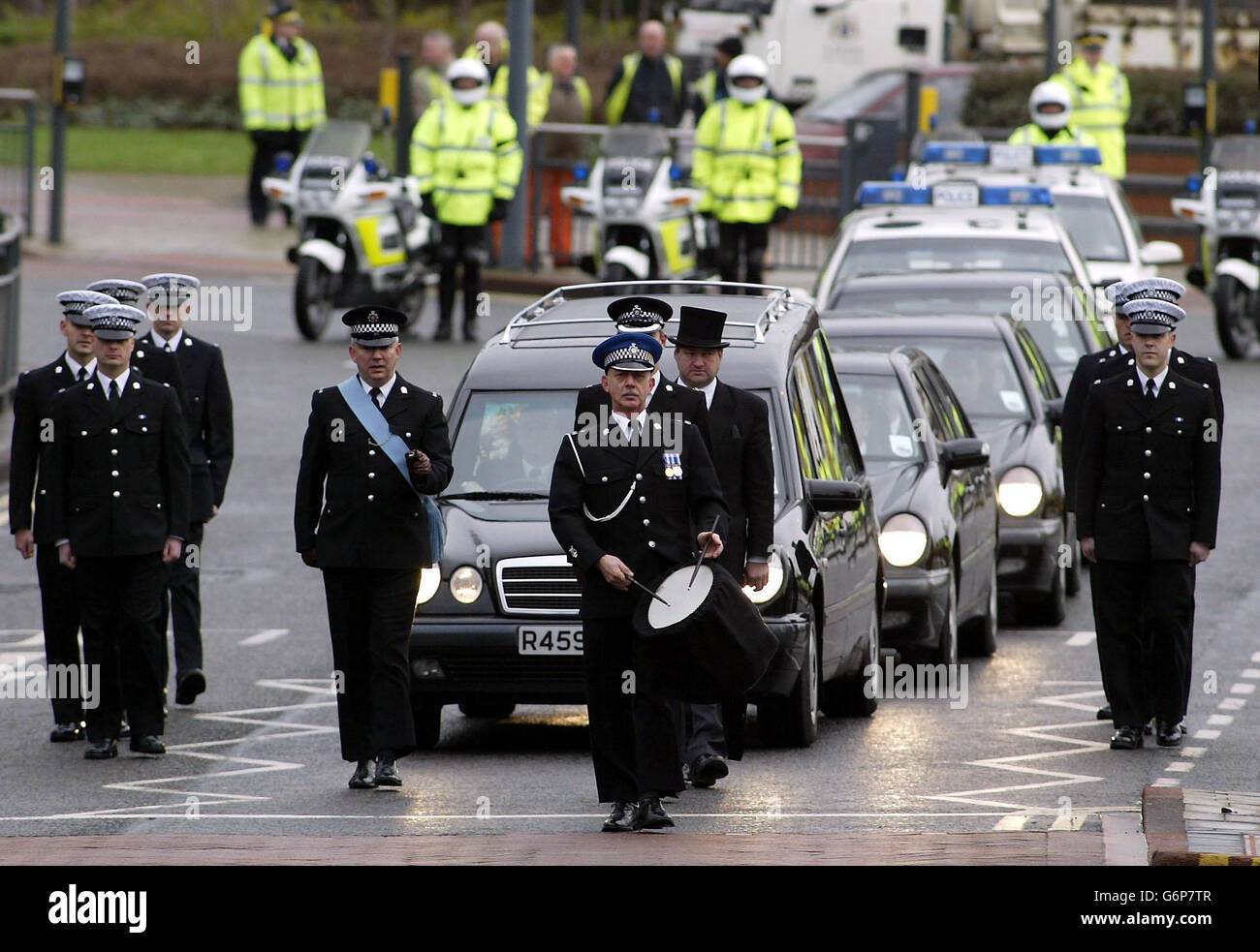 The funeral cortege of murdered traffic policemen Ian Broadhurst during ...