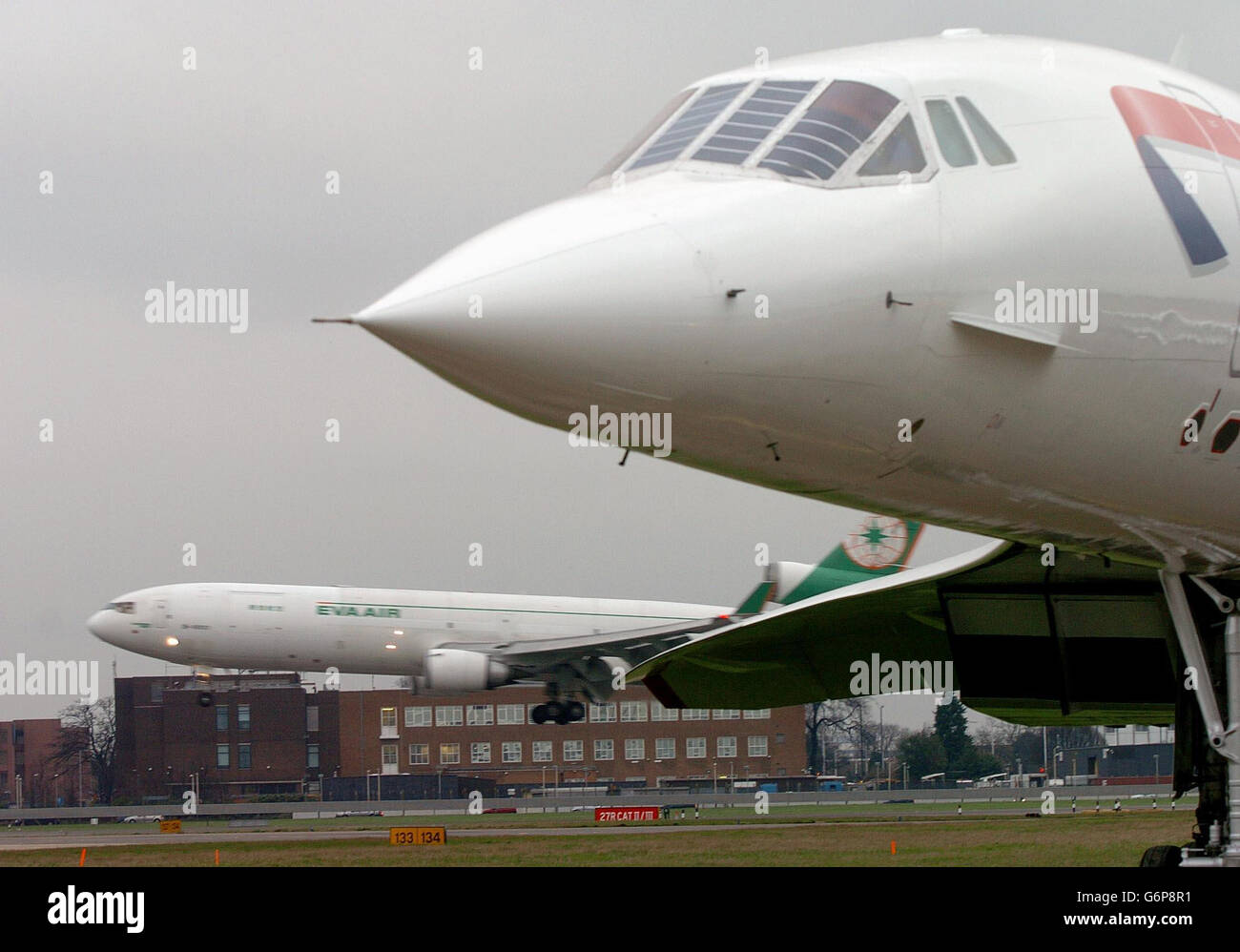 Concorde Alpha Bravo takes up its final position adjacent to Heathrow's ...