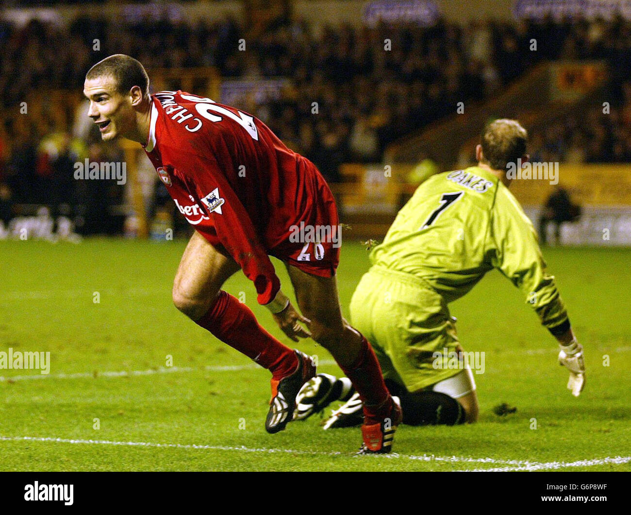 Liverpool's Bruno Cheyrou celebrates his opening goal beating ...
