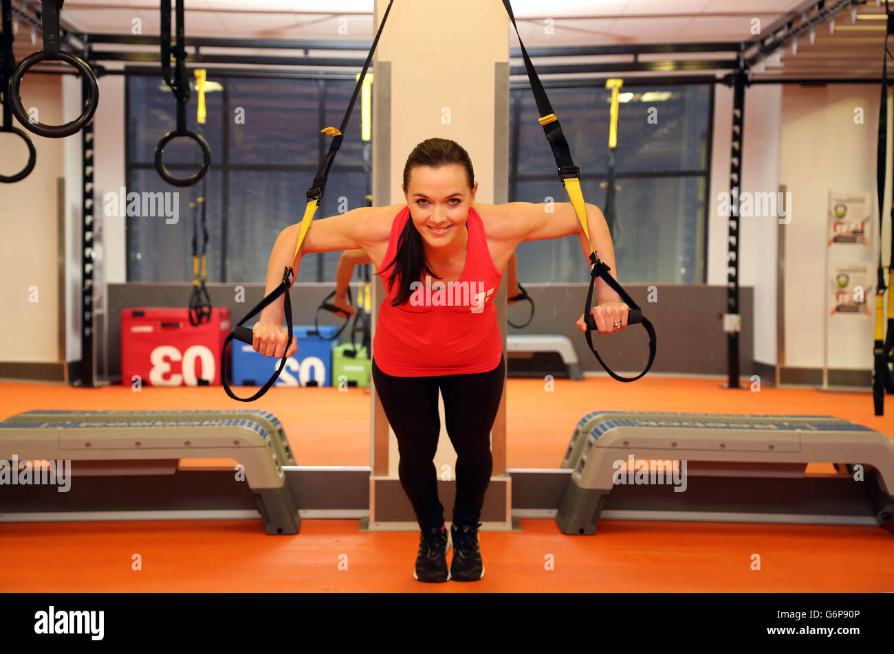 Victoria Pendleton celebrates Fitness First relaunch Stock Photo - Alamy