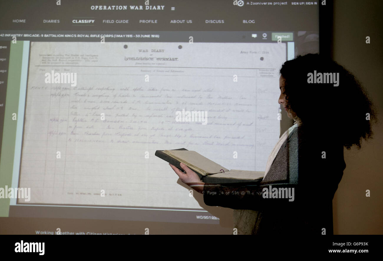 First World War diaries go online Stock Photo - Alamy