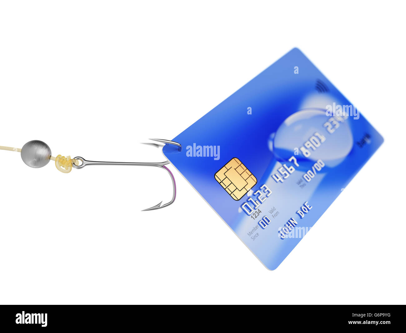 Credit card on fishing hook 3d illustration fraud concept Stock Photo ...