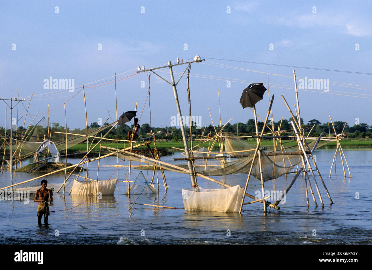 INDIA Bihar, submergence at Bagmati river a branch of Ganges / Ganga ...