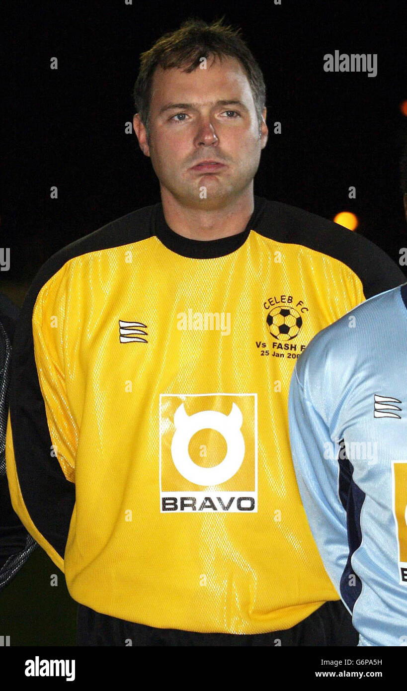 Former TV presenter John Leslie is celebrity goalkeeper during the Fash ...