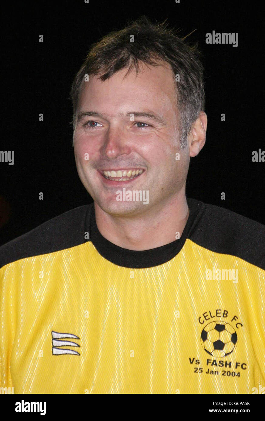 Former TV presenter John Leslie is celebrity goalkeeper during the Fash ...