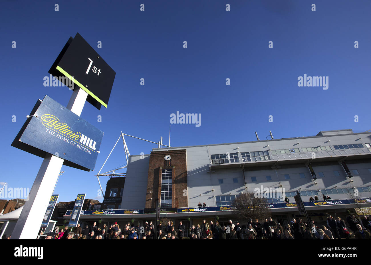 First place signage in the winners enclosure at kempton racecourse hi ...