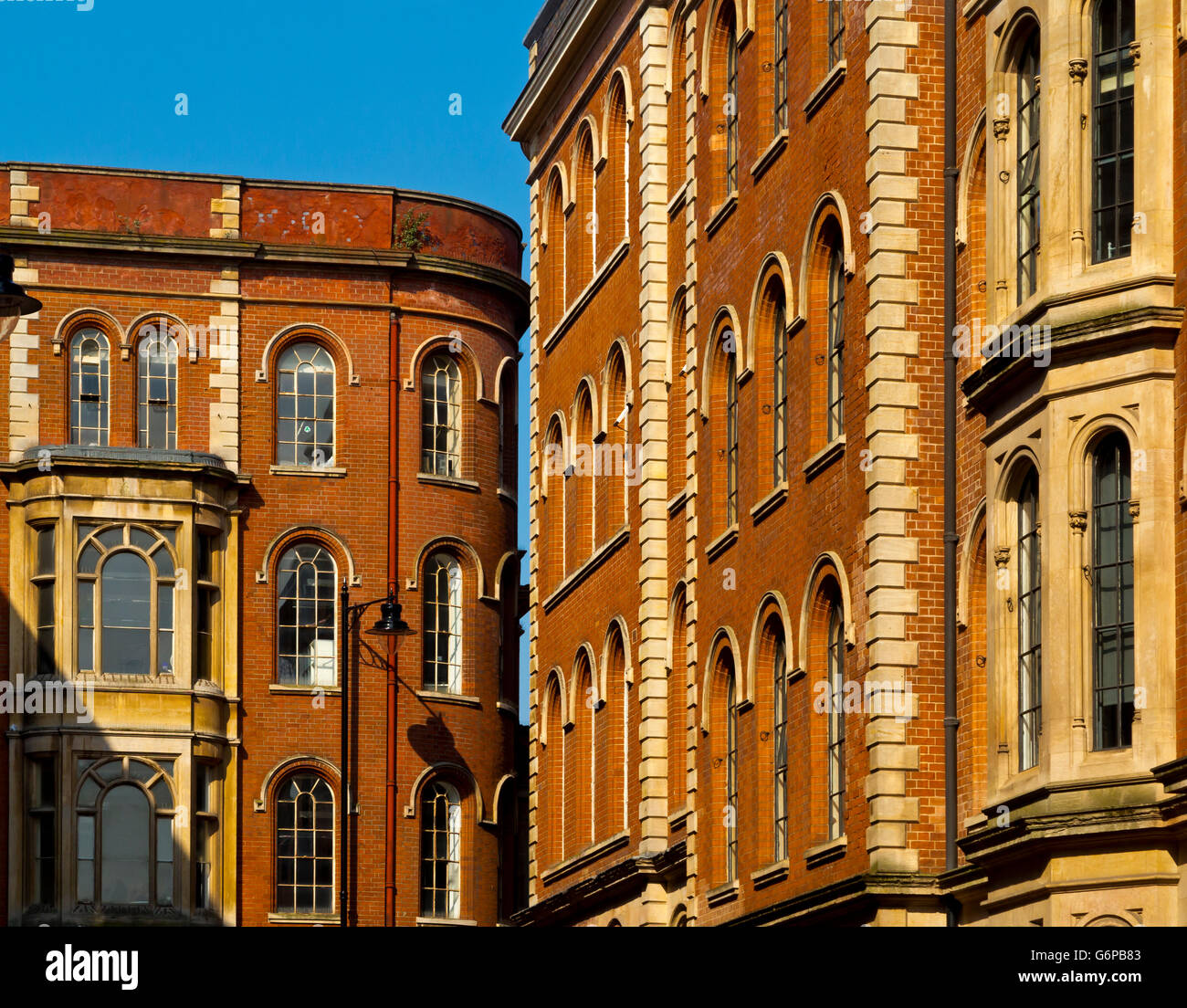 Red brick buildings in the Lace Market area of Nottingham city centre ...