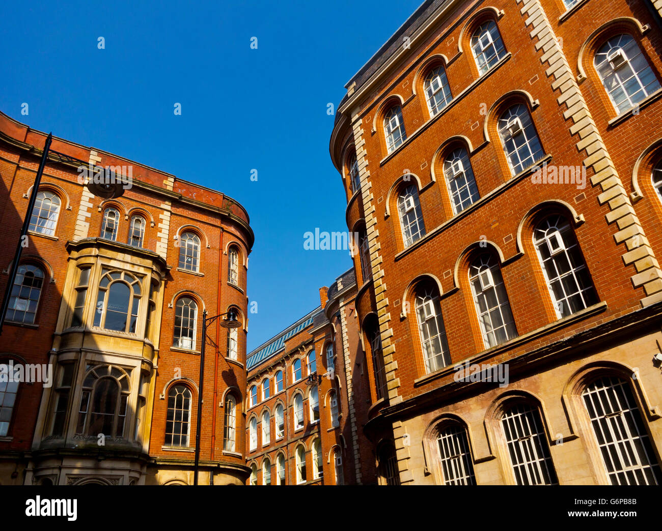 Red brick buildings in the Lace Market area of Nottingham city centre ...