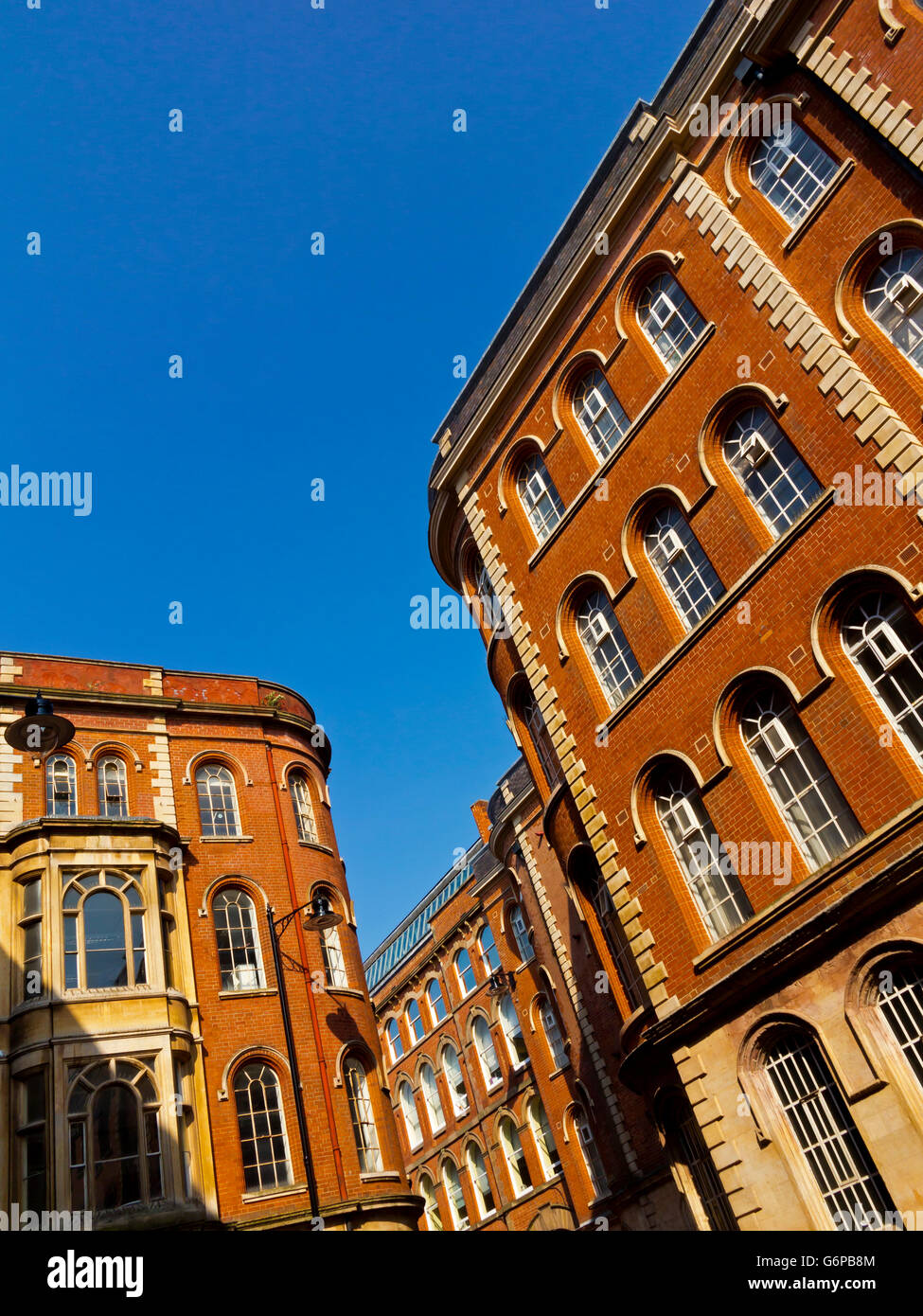 Red brick buildings in the Lace Market area of Nottingham city centre ...