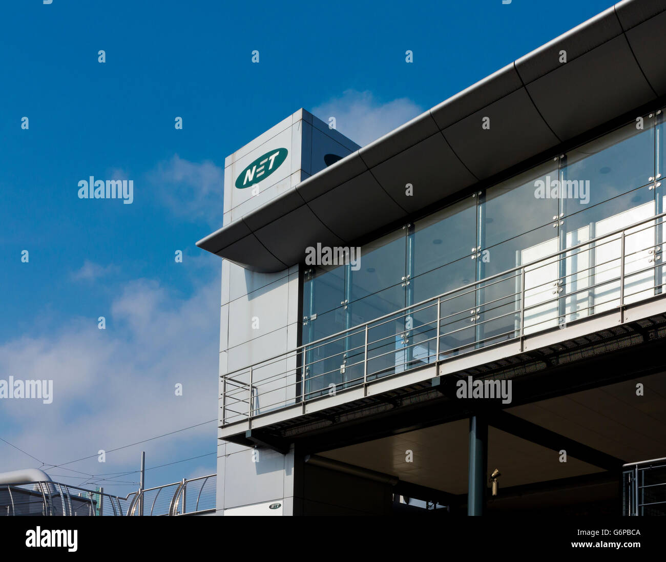 Detail of Nottingham Express Transit NET tram stop next to Nottingham ...