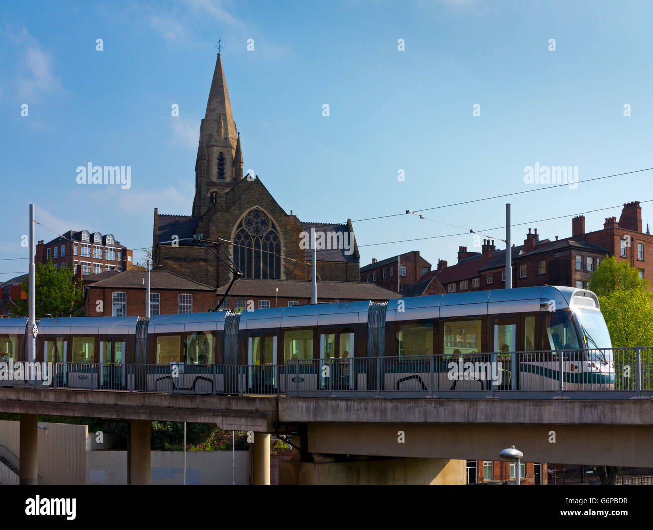 Nottingham Express Transit NET tram in operation near the Lace Market ...