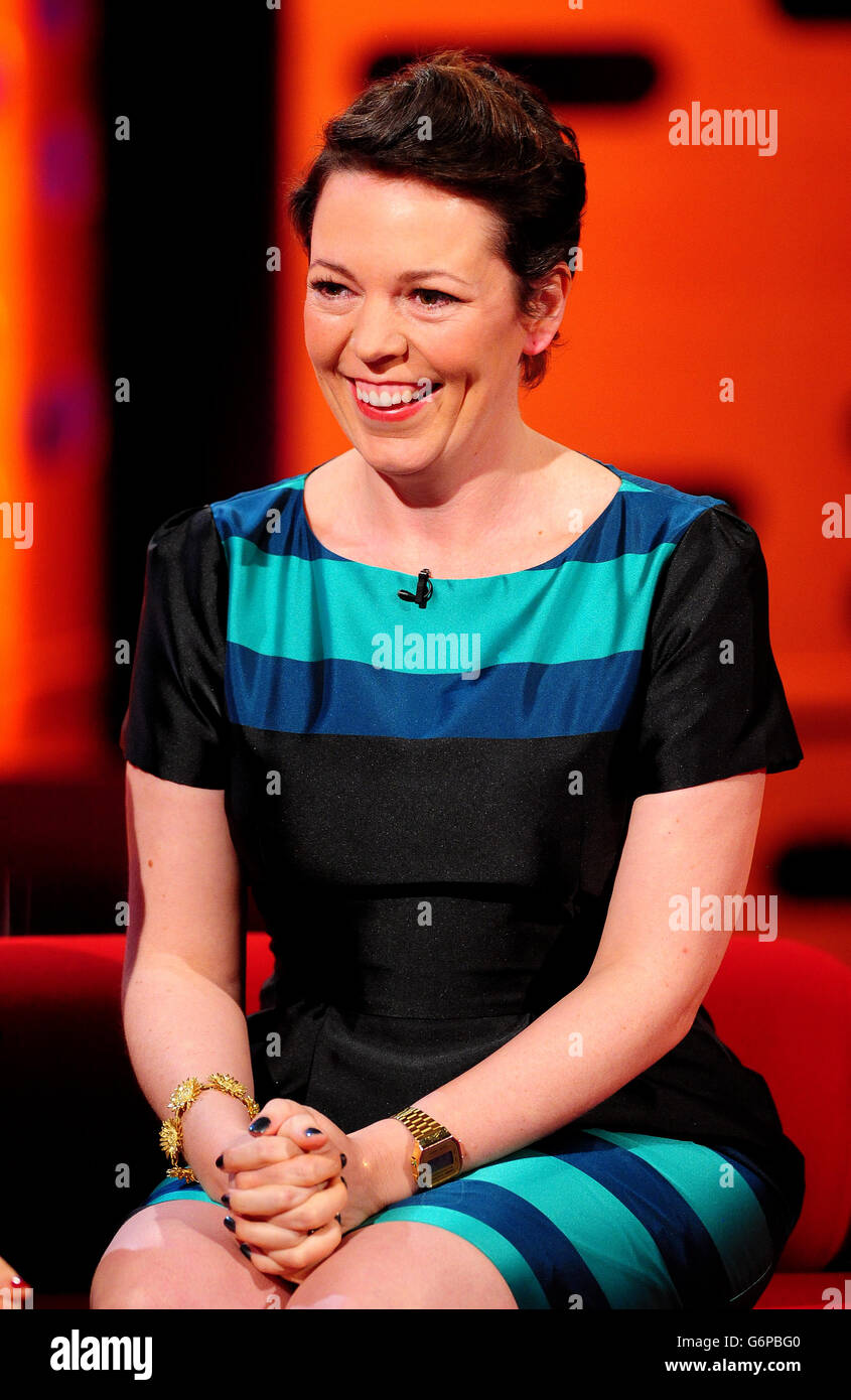 Olivia Colman during the filming of the Graham Norton Show at The London Studios, south London ...