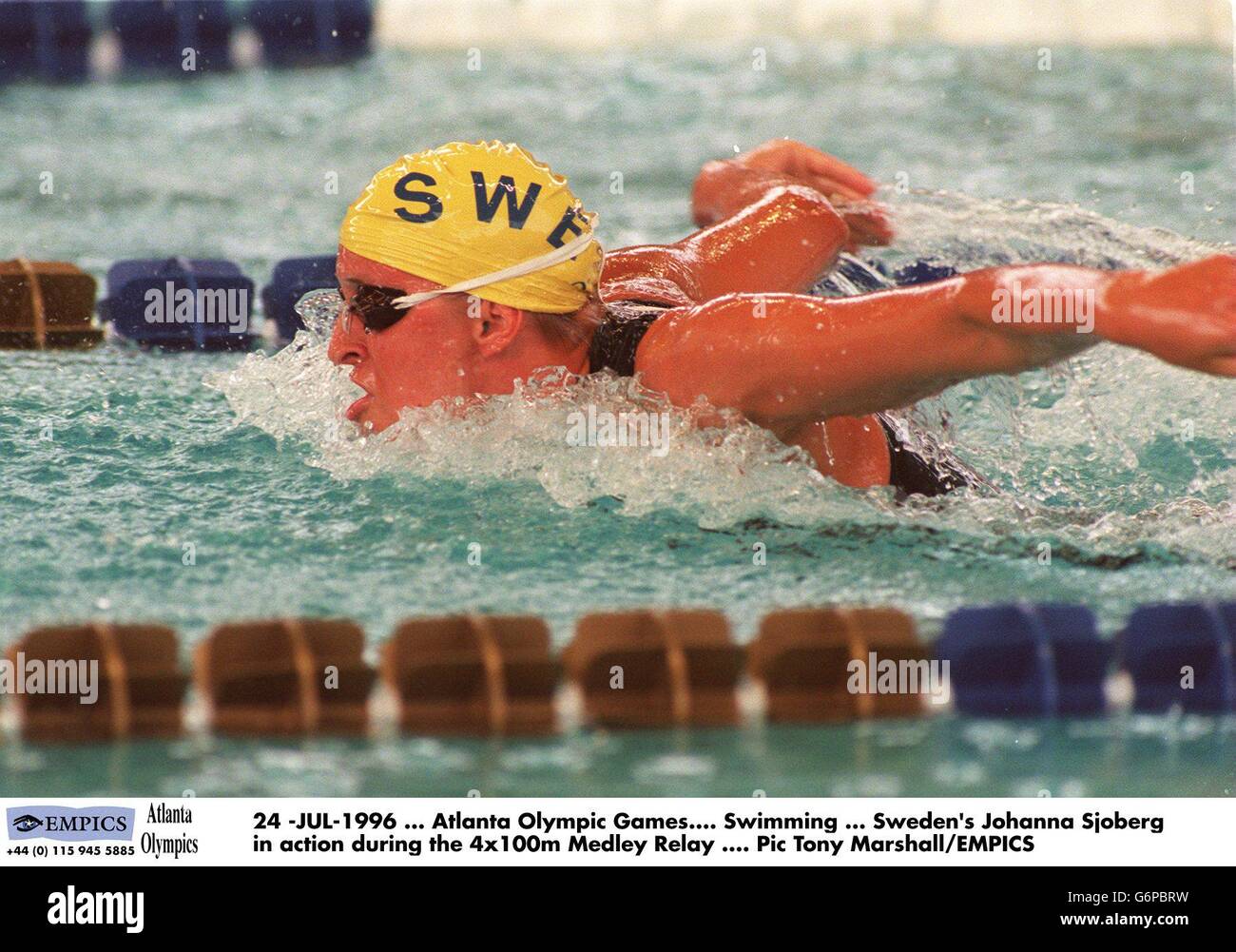 24 -JUL-1996. Atlanta Olympic Games. Swimming. Sweden's Johanna Sjoberg ...