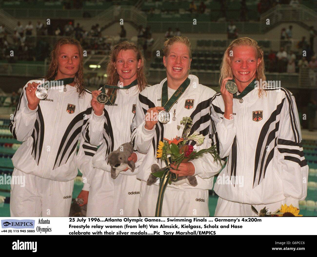 25 July 1996. Atlanta Olympic Games. Swimming Finals. Germany's 4x200m ...