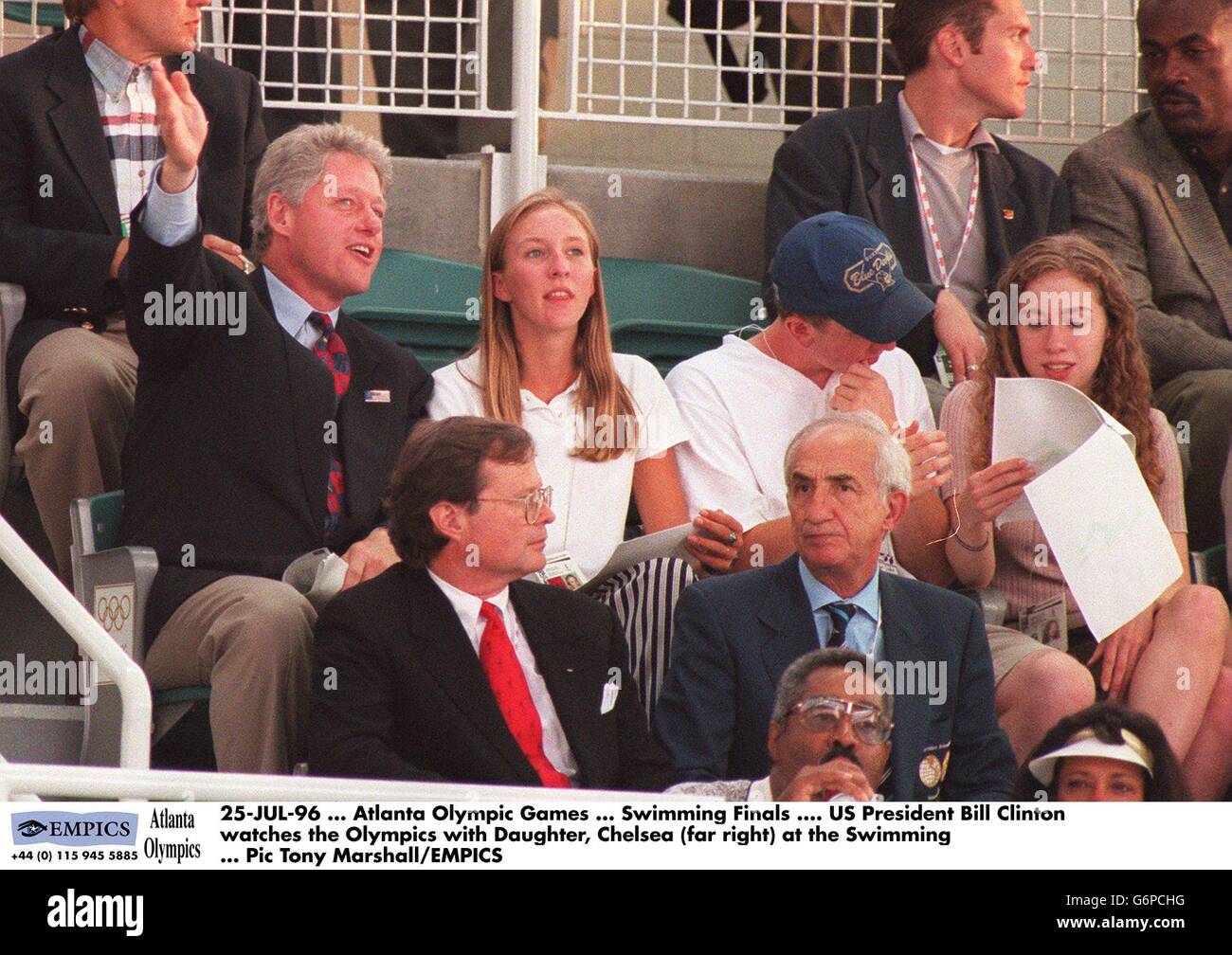 25-JUL-96. Atlanta Olympic Games. Swimming Finals. US President Bill ...