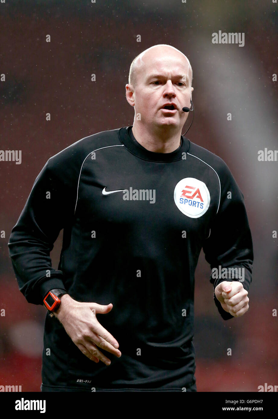 The match officials wear EA sponsorship before the match Stock Photo ...