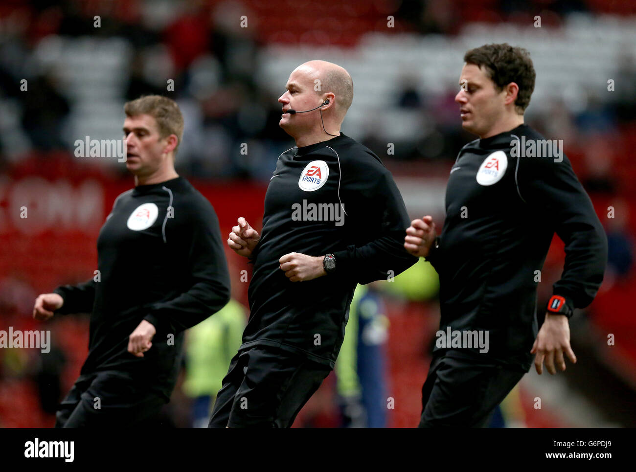 The match officials wear EA sponsorship before the match Stock Photo ...