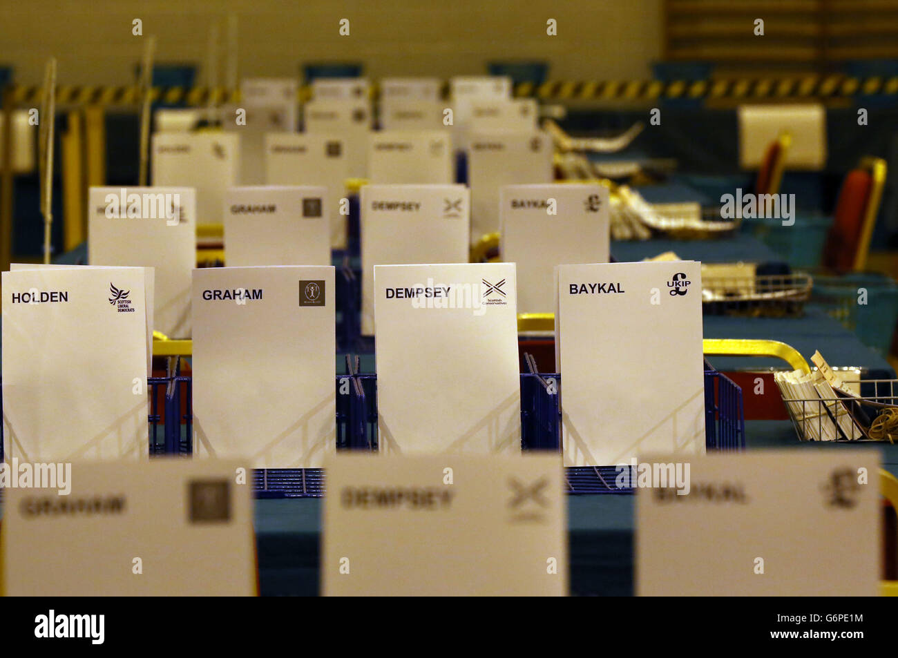 The counting hall for the Cowdenbeath by-election for the Scottish ...