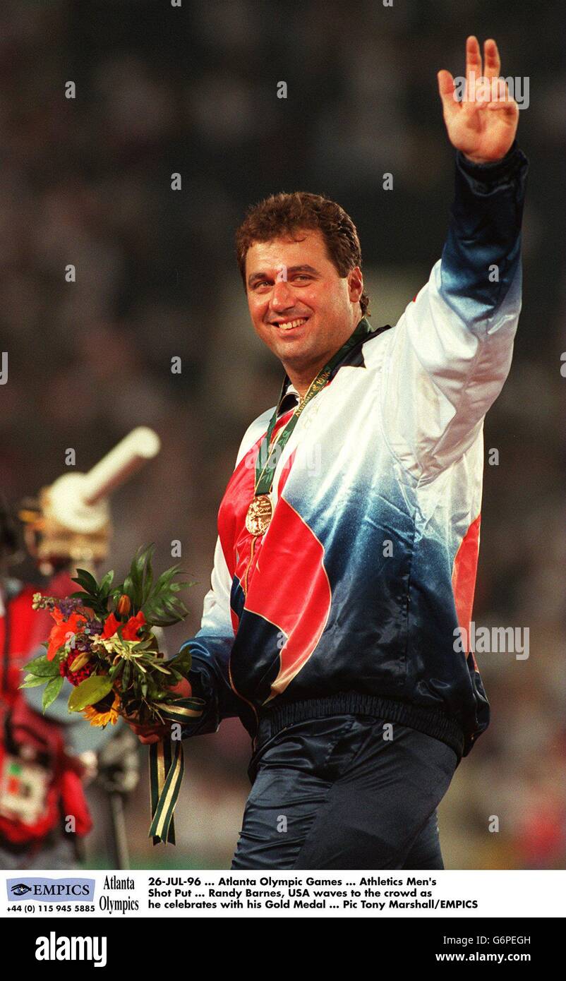 26 jul 96 atlanta olympic games athletics mens shot put randy barnes hi ...