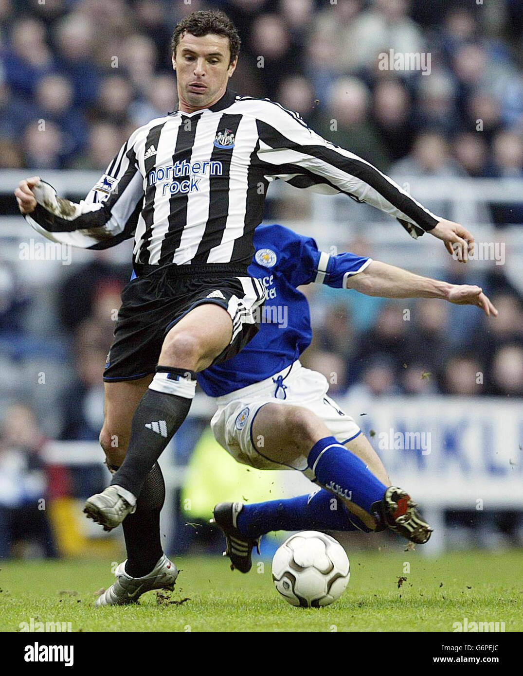 Newcastle United's Gary Speed battles with Leicester City's Gerry ...
