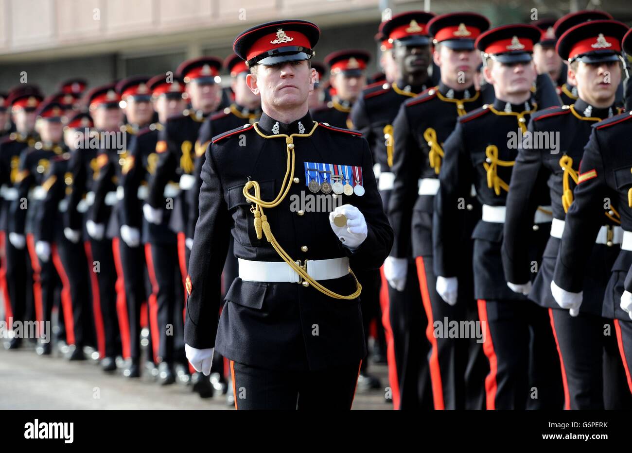 Members of the 1st Regiment Royal Horse Artillery on parade in ...