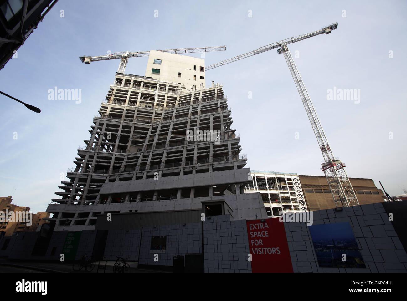 A view of the construction work at the Tate Modern, London, where an ...