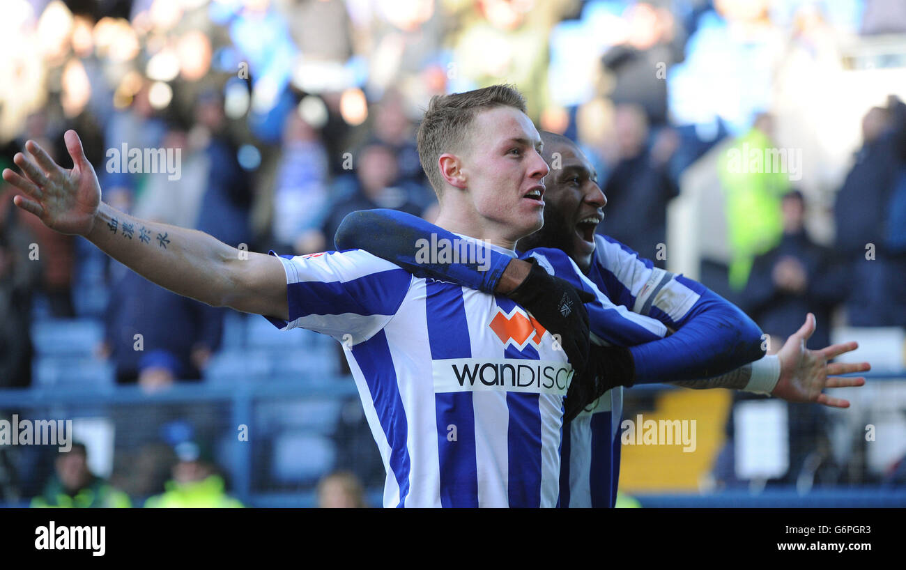 Sheffield Wednesday's Connor Wickham (left) celebrates with Reda ...