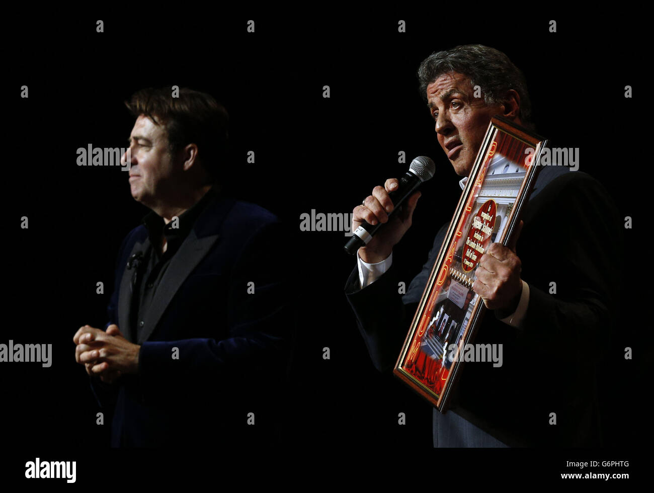 Sylvester Stallone appears onstage with interviewer Jonathan Ross after ...