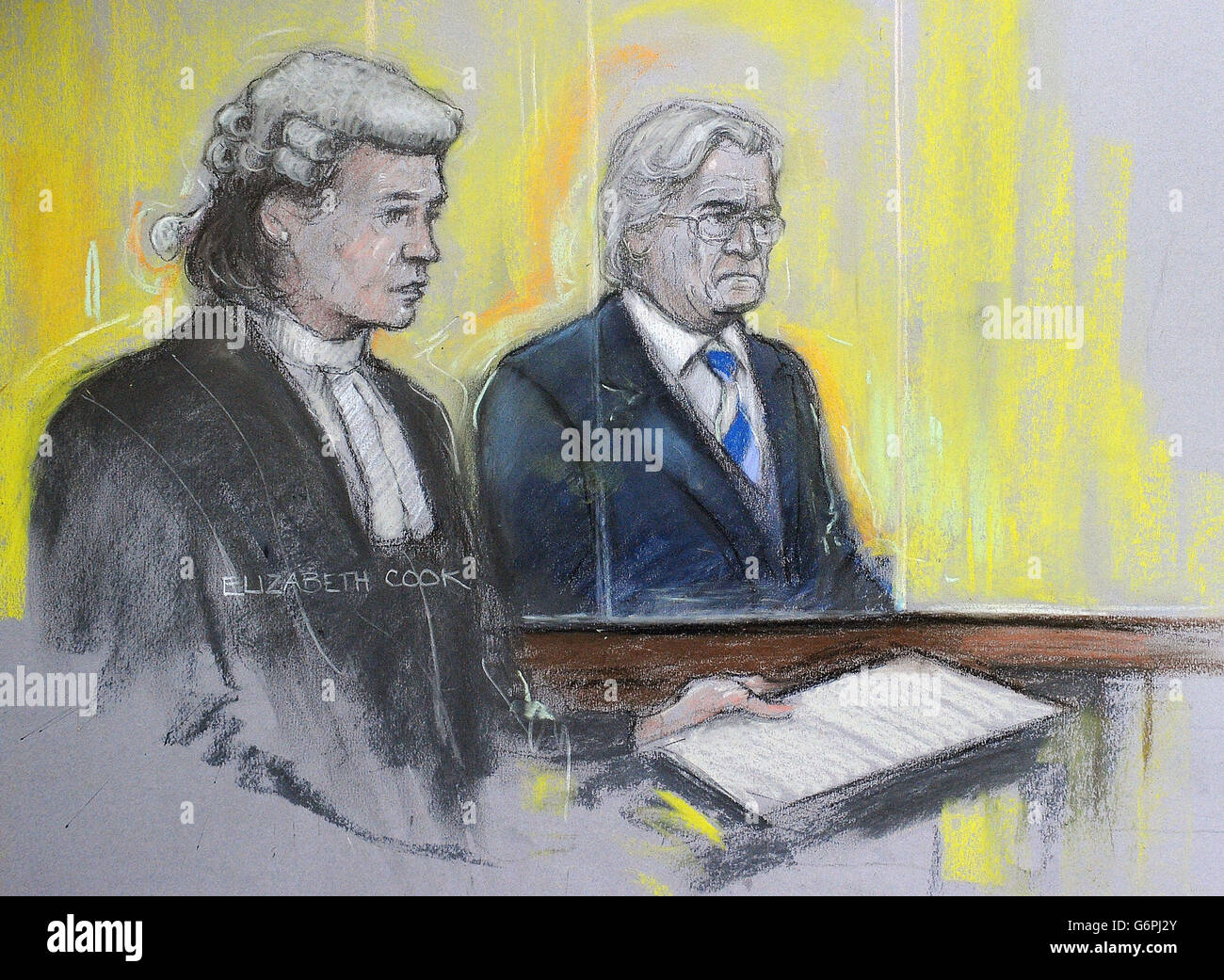 Court artist sketch by Elizabeth Cook of Prosecutor Anne Whyte making a ...