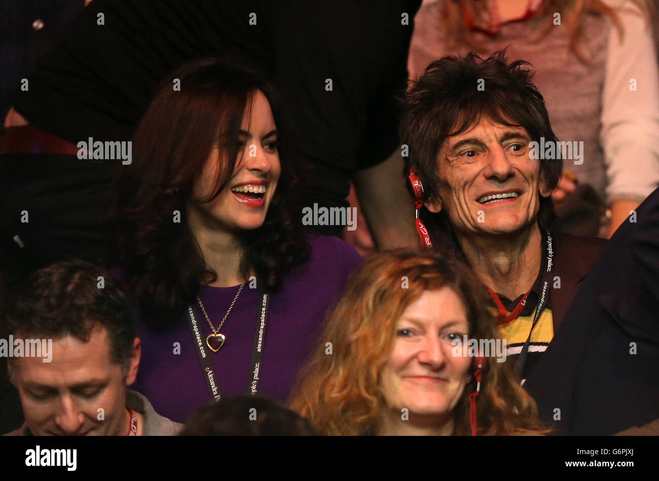 Ronnie Wood and Sally Humphries as they prepare to watch the Ronnie O ...