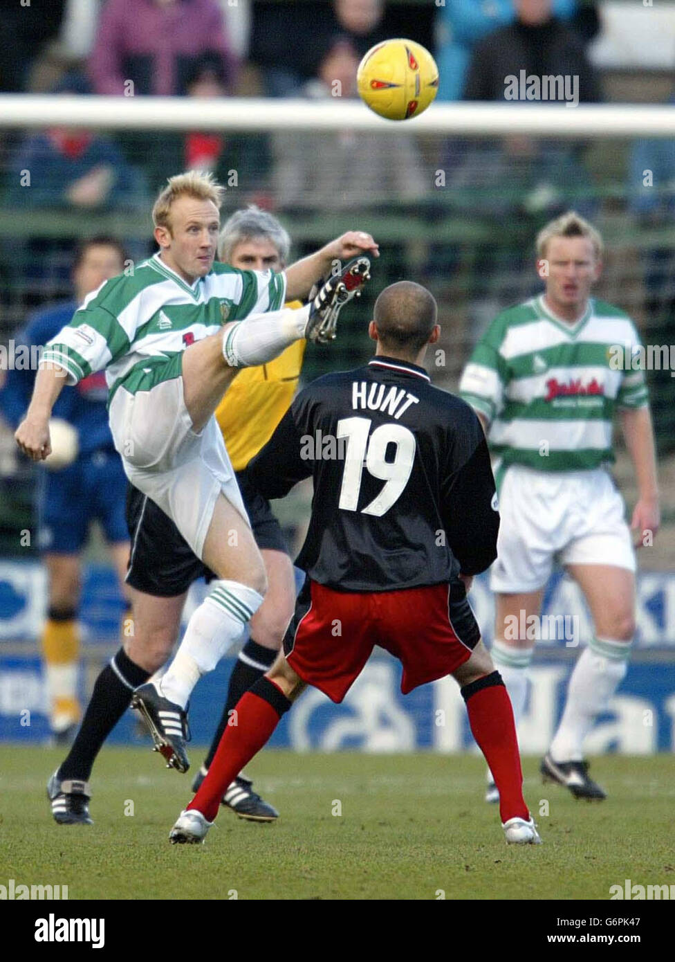 Yeovil Town's Darren Way challenges Leyton Orient's David Hunt during ...