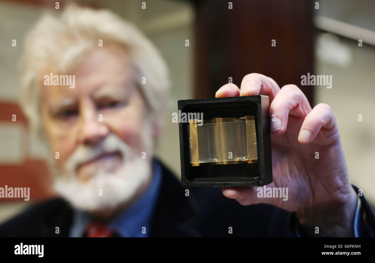 Professor Denis O'Sullivan holds one of two cosmic ray detectors from ...