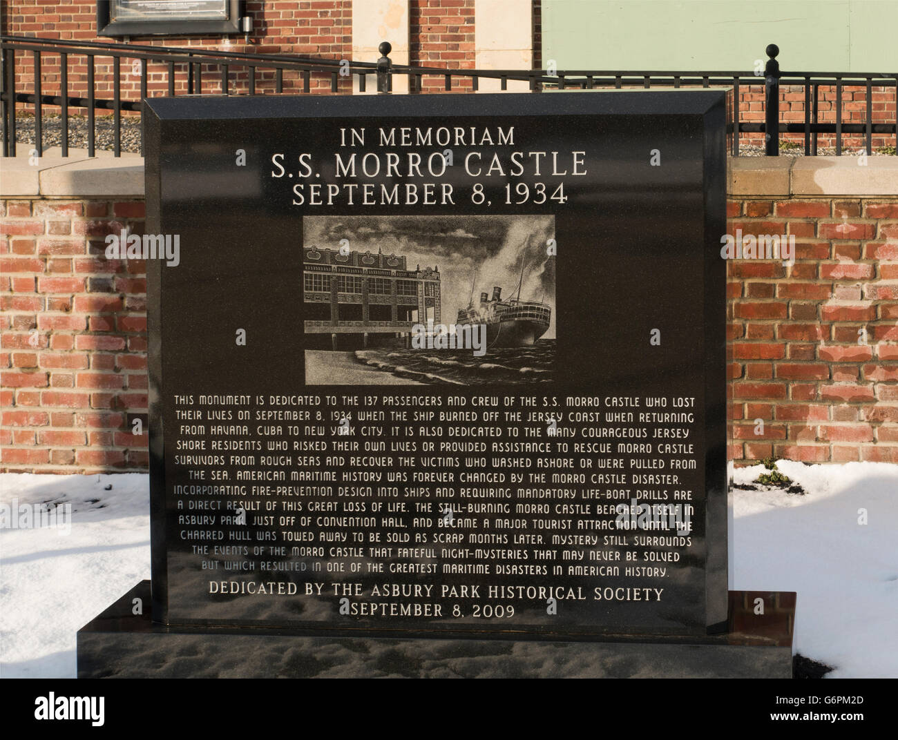 SS Morro Castle plaque Asbury Park NJ Stock Photo - Alamy
