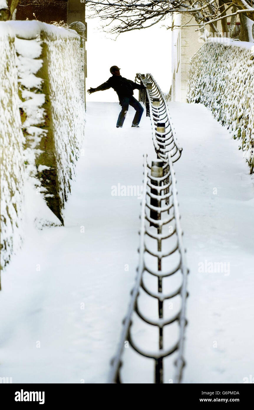 Weather snow stairs steps man hi-res stock photography and images - Alamy