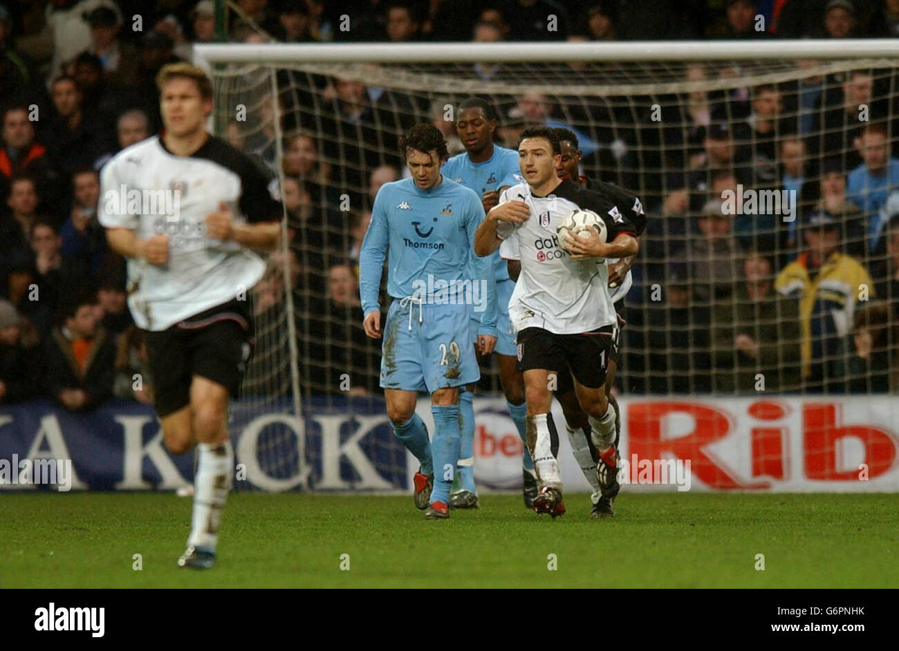 Fulham's Steed Malbranque turns after scoring his first half penalty ...