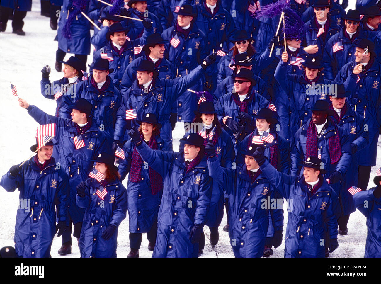 Team USA marching in the Opening ceremonies at the 1998 Olympic Winter ...