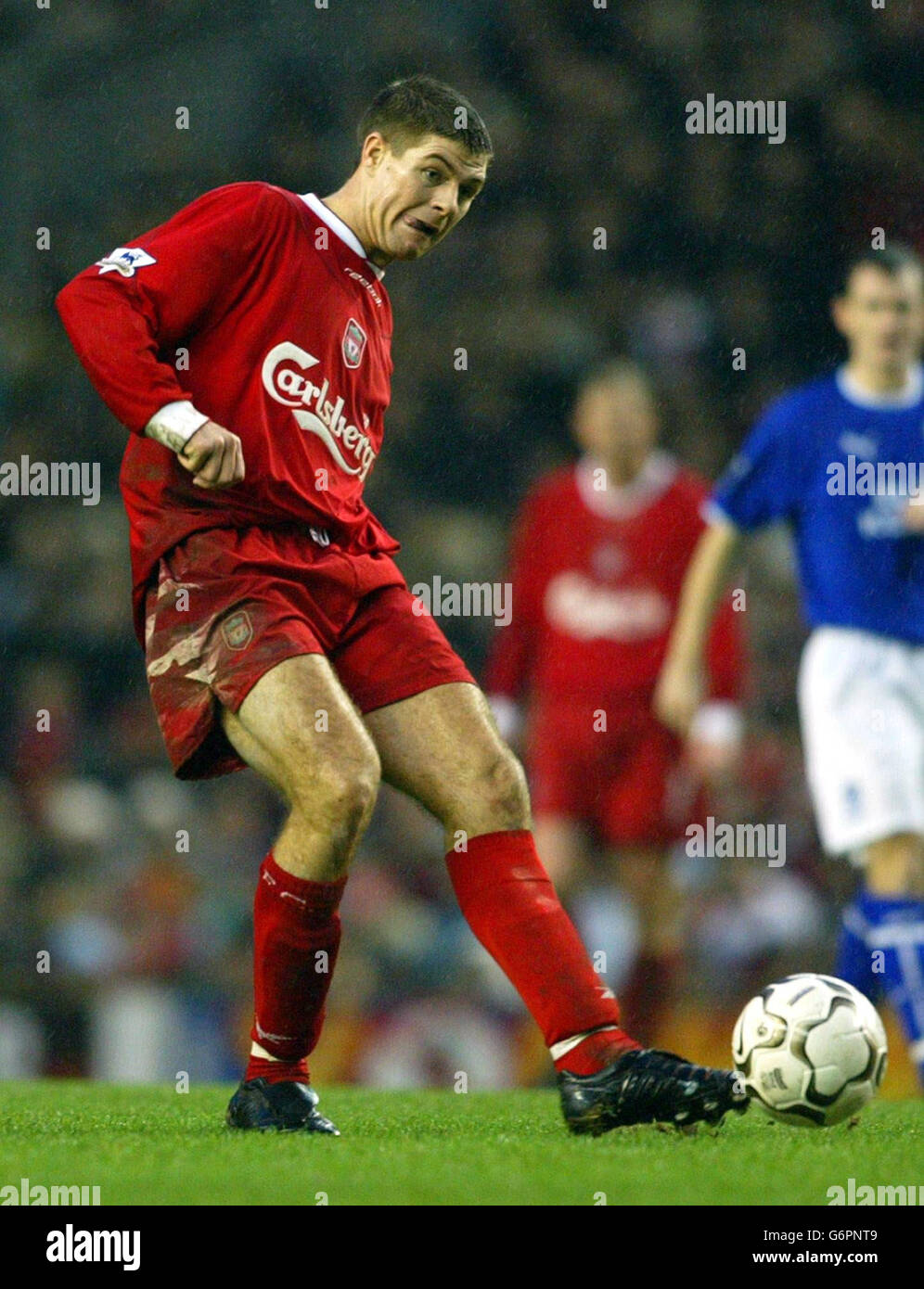 Liverpool's Steven Gerrard in their derby game against Everton during ...