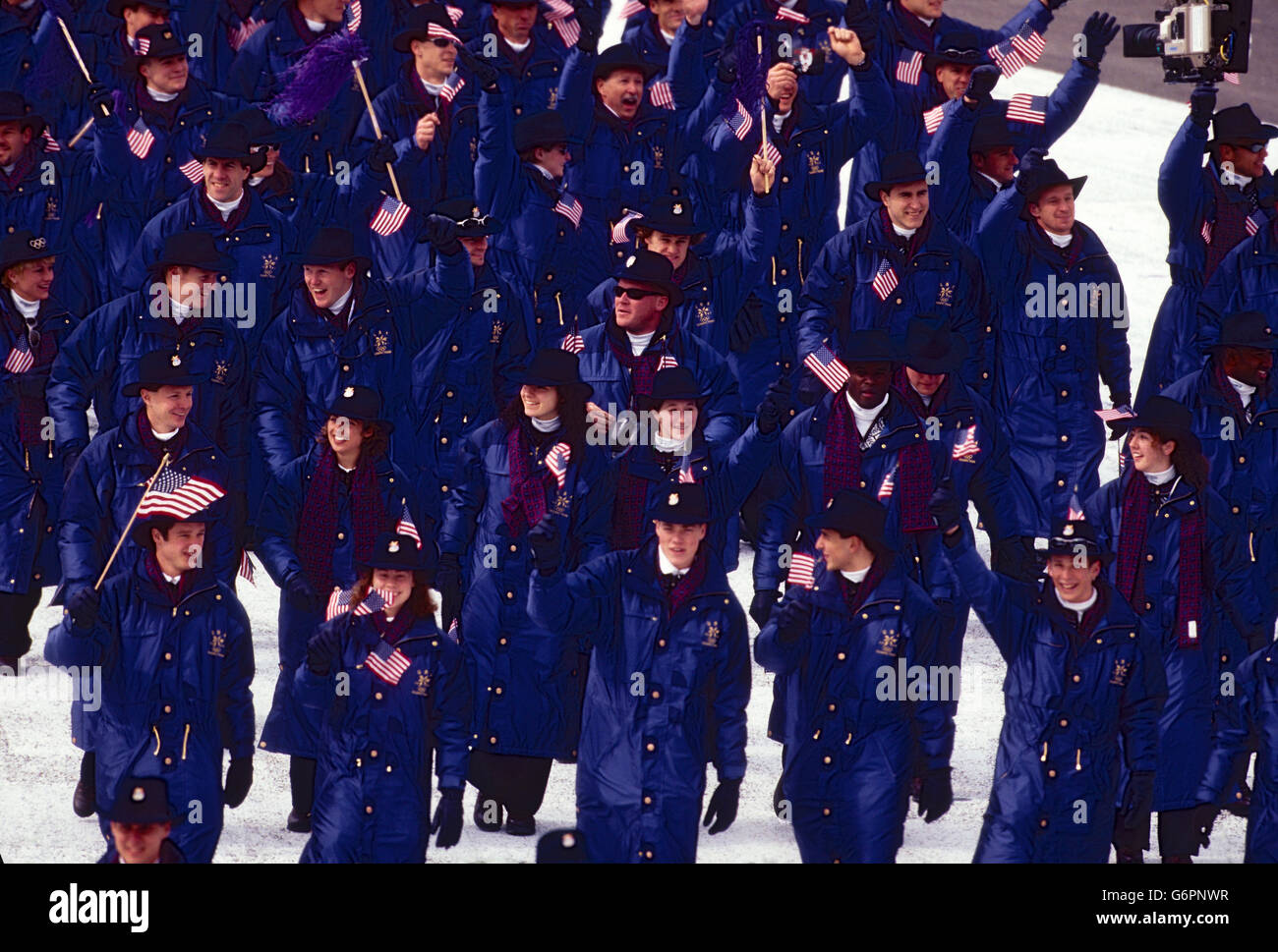 Team USA marching in the Opening ceremonies at the 1998 Olympic Winter ...