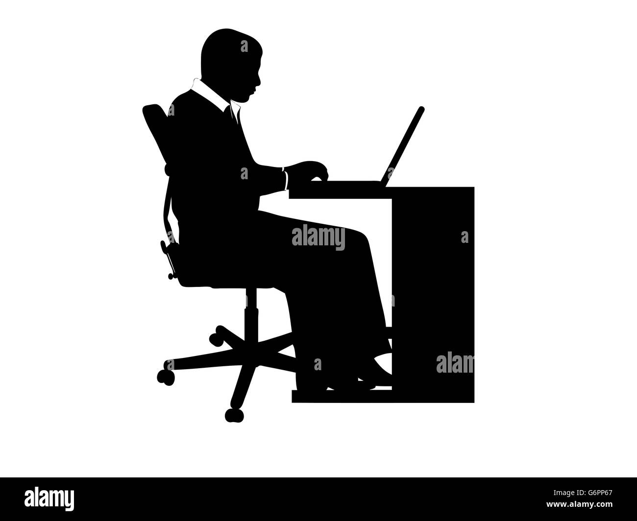 Desk person silhouette Black and White Stock Photos & Images - Alamy