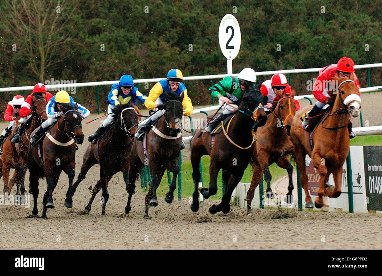 Piquet, (fourth right) rounds the 2 furlong marker before going on to ...