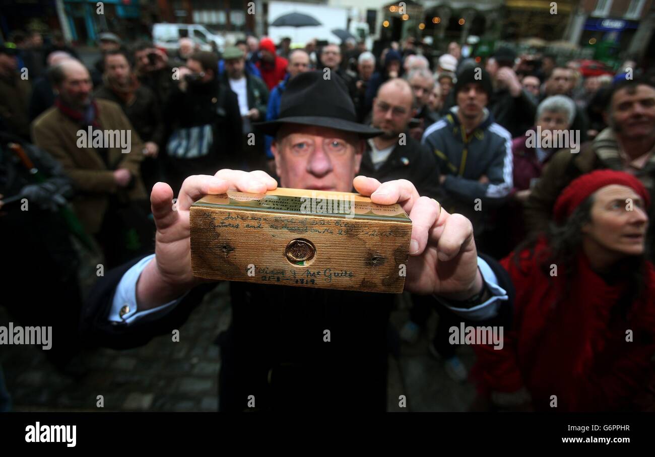 President of the Irish Republican Brotherhood Billy McGuire displays ...