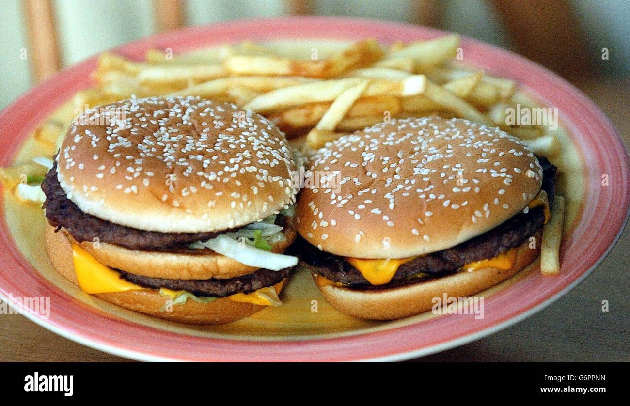 Burger and Chips Stock Photo - Alamy