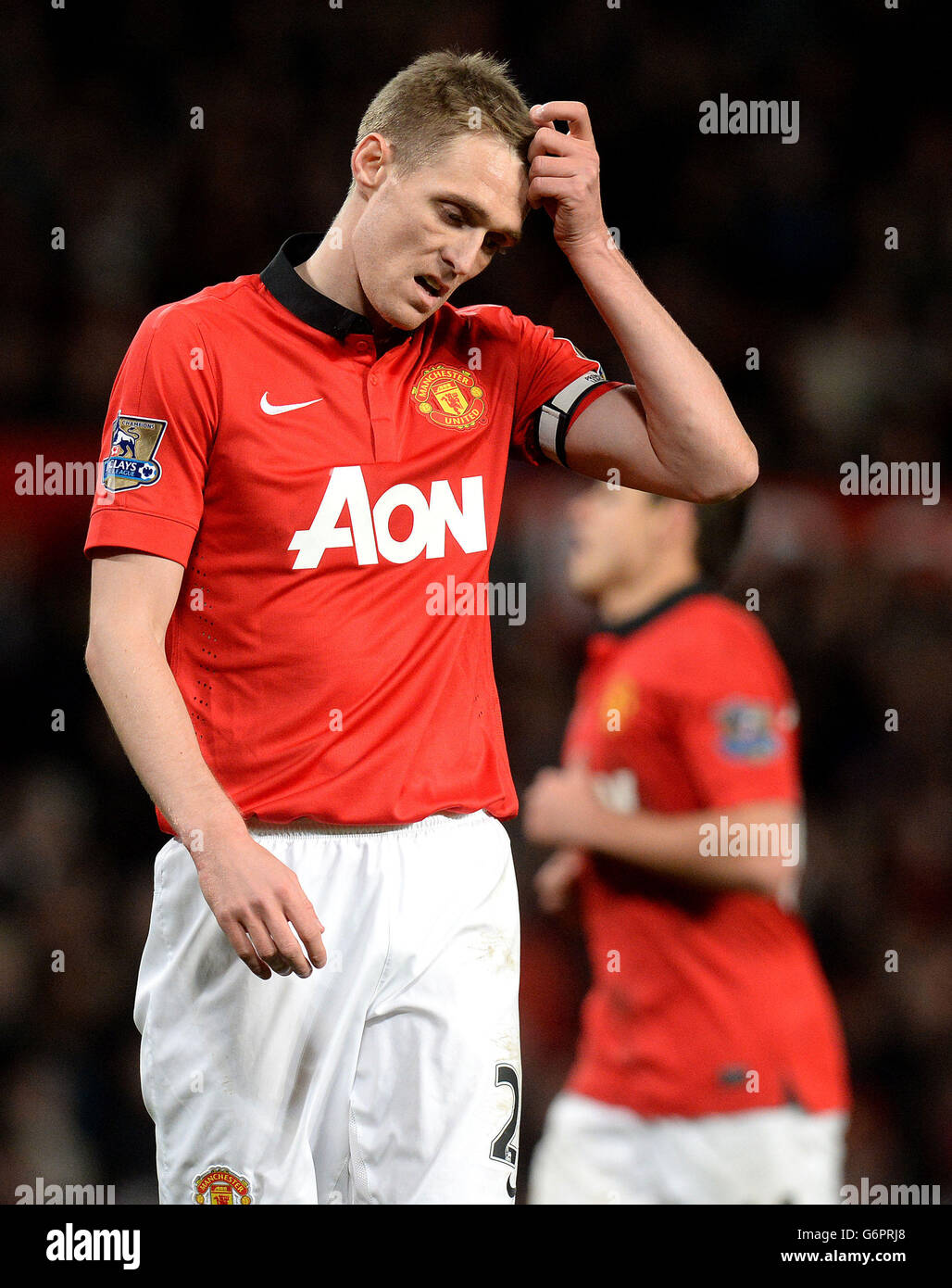Manchester United's Darren Fletcher shows his dejection after a missed ...