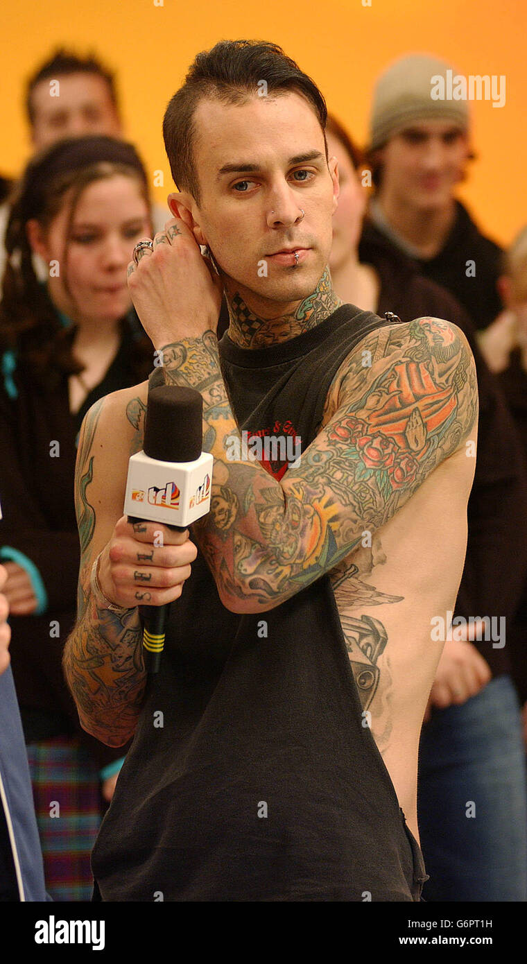 Drummer Travis from Rock band Blink 182 during their appearance on MTV ...